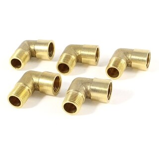 5Pcs Brass 90 Degree Elbow 1/4"PT Male to Female Thread Pipe Fitting Coupling - Gold Tone - Bed ...